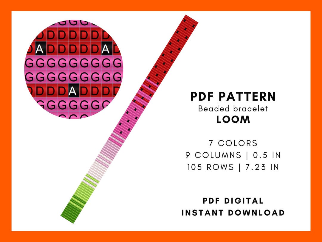 Watermelon Loom Seed Bead Narrow Bracelet Pattern Easy for Beginner ...