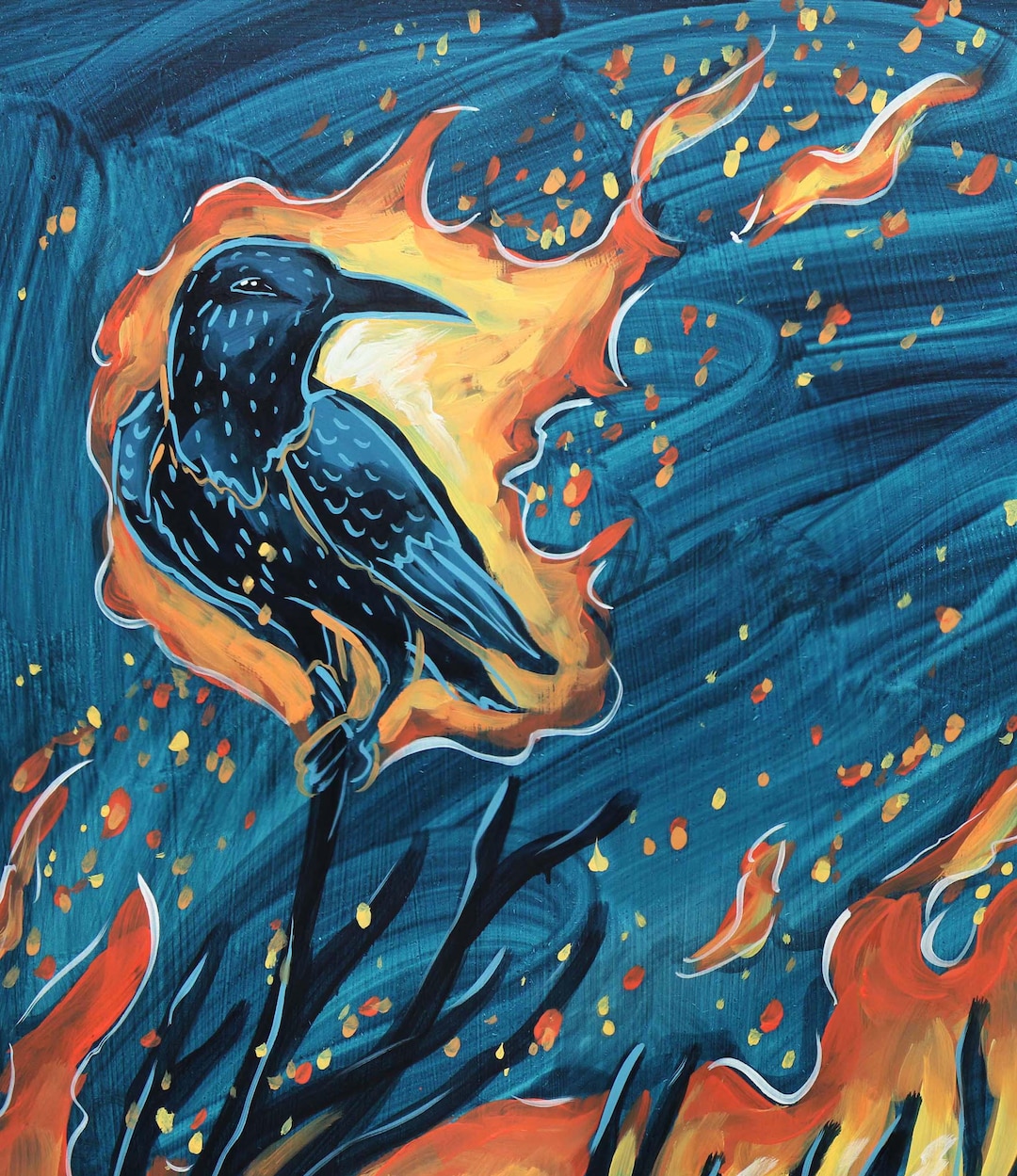 Raven on Fire; Fine Art Print - Etsy