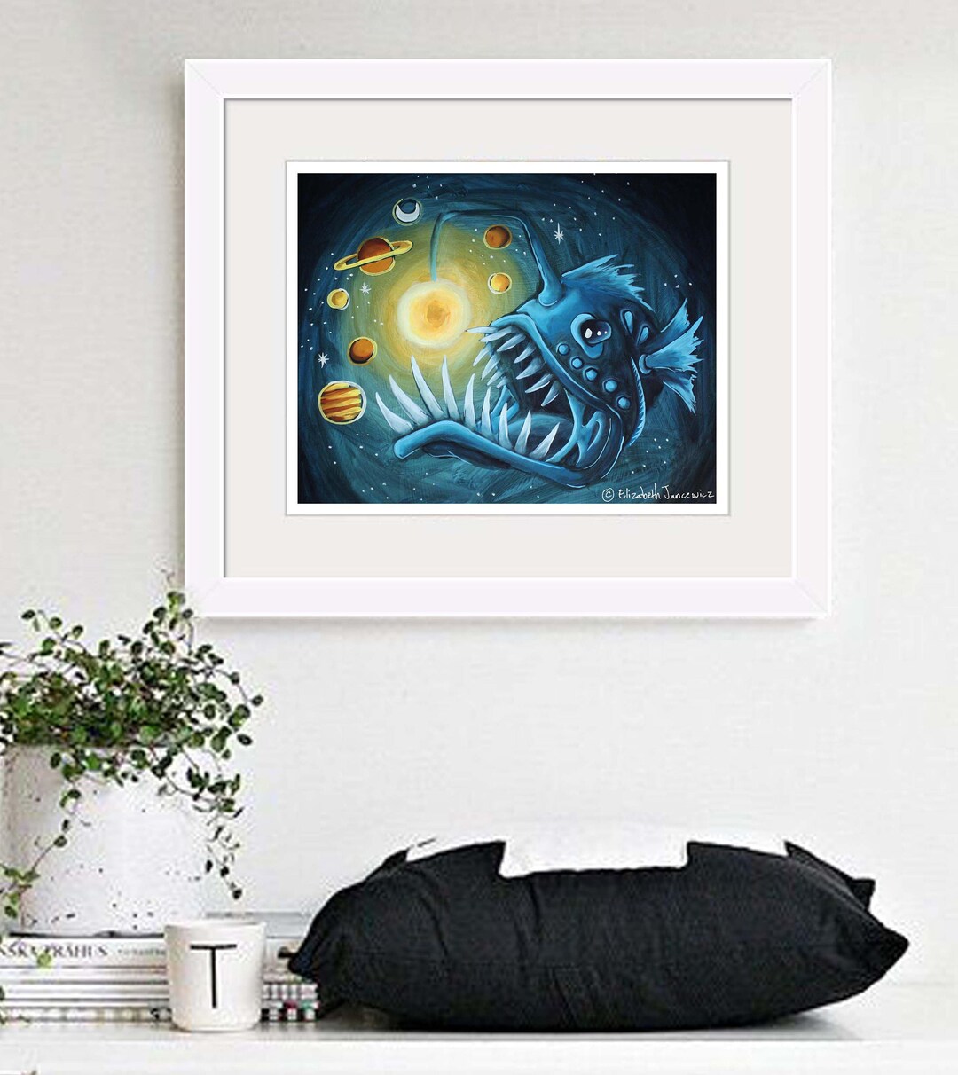 Deep Sea Angler Fish With Galaxy; Fine Art Print - Etsy