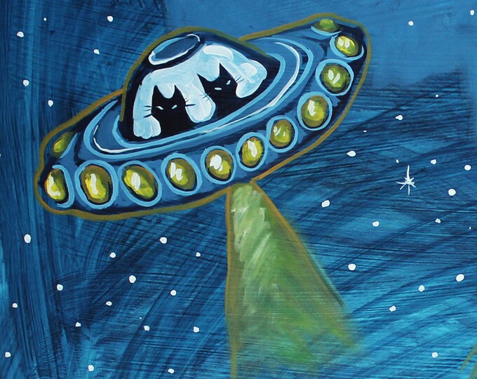 Cats in Ufos Fine Art Print - Etsy