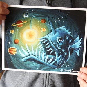 Deep Sea Angler Fish With Galaxy; Fine Art Print - Etsy