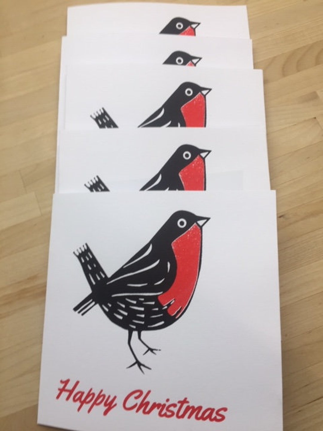 Robin Pack of 5 Christmas Cards - Etsy UK