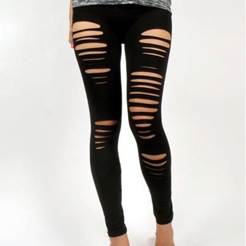 Rhinestone Fishnet Ripped Tights Fishnet Tights Glitter Tights | Etsy