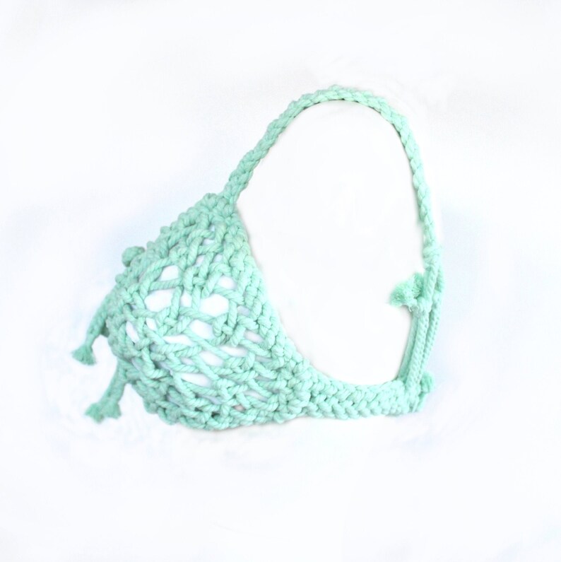 Shibari Rope Bra in Teal. Adjustable Sliding Knot Back & Straps ...