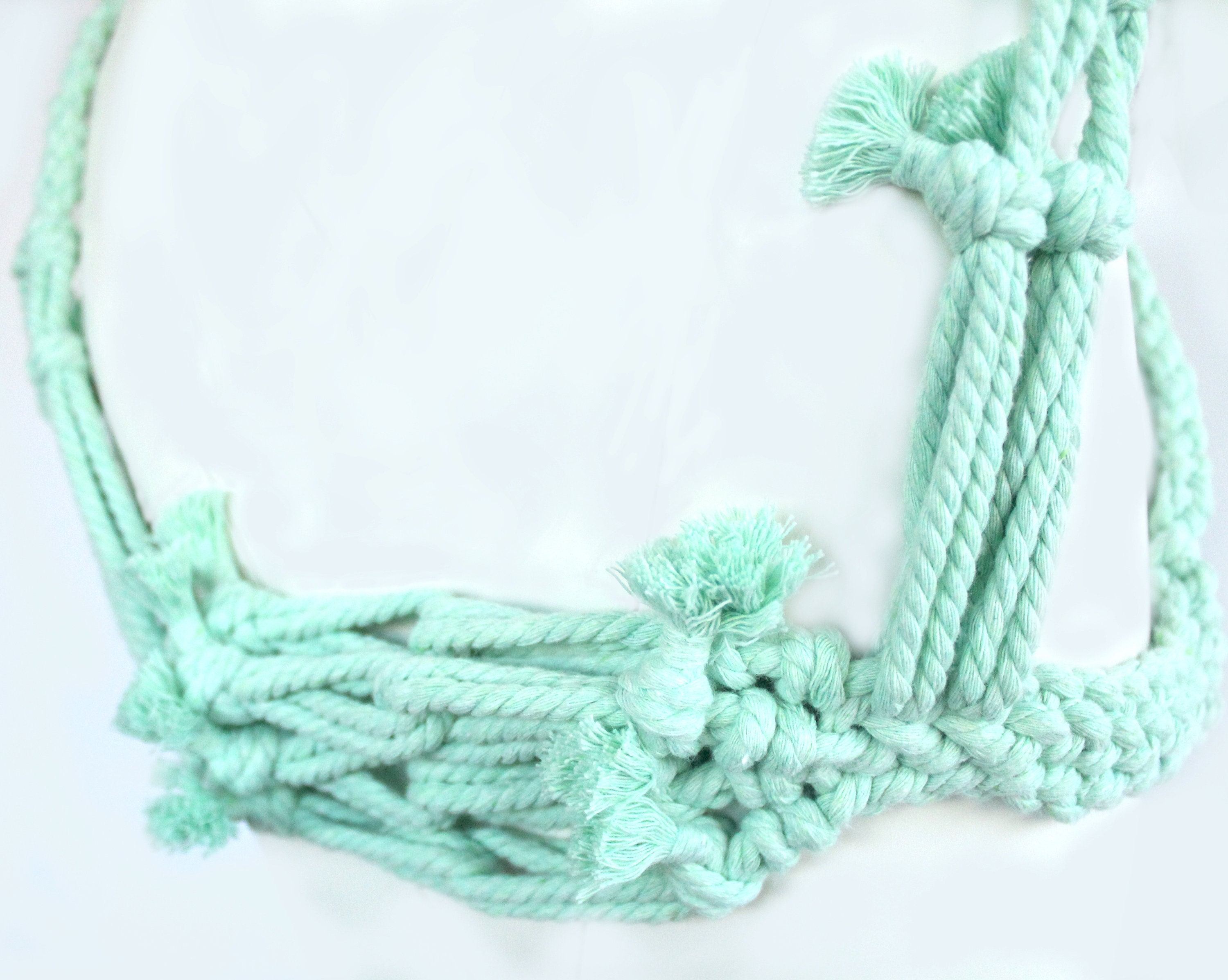 Shibari Rope Bra in Teal. Adjustable Sliding Knot Back & Straps ...