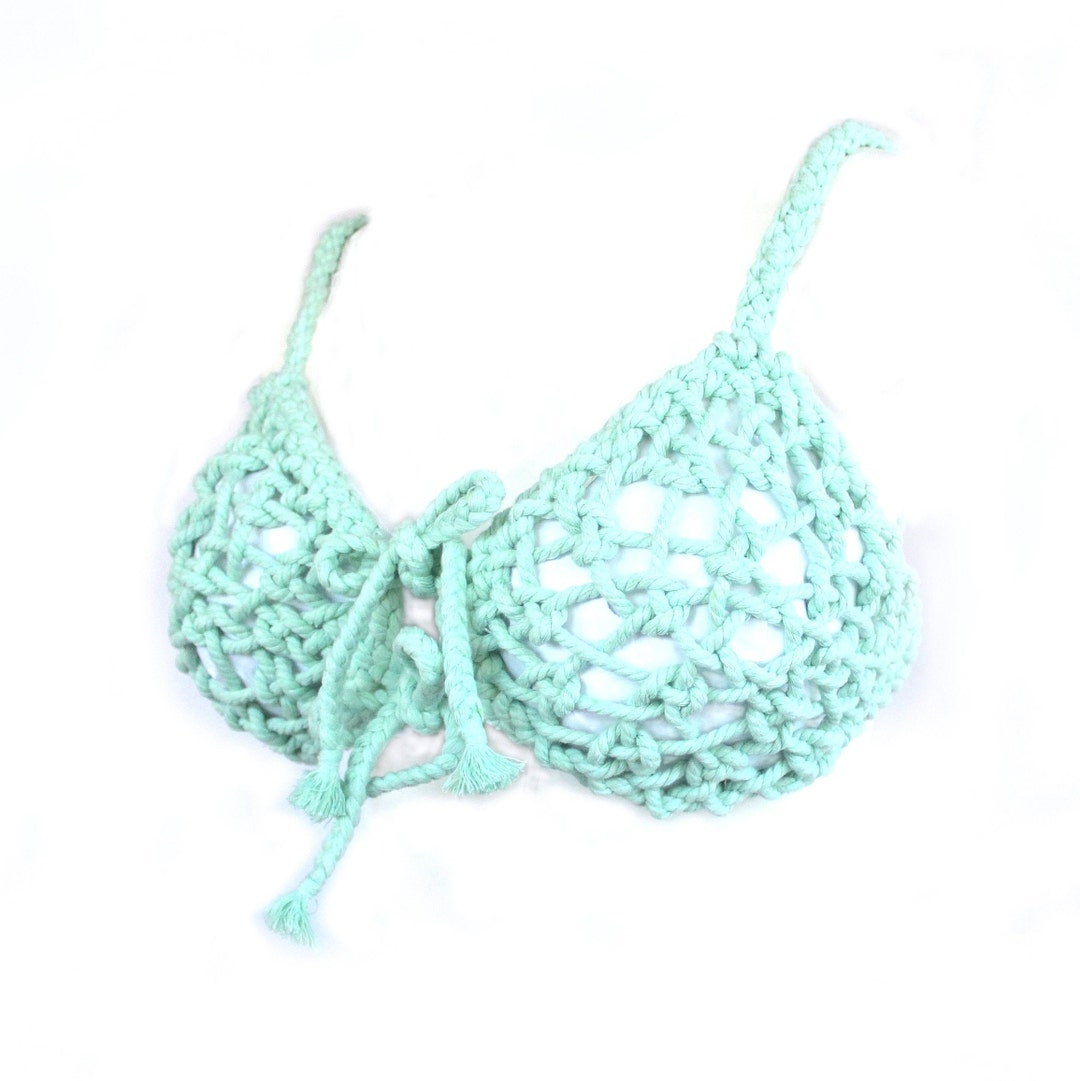 Shibari Rope Bra in Teal. Adjustable Sliding Knot Back & Straps ...