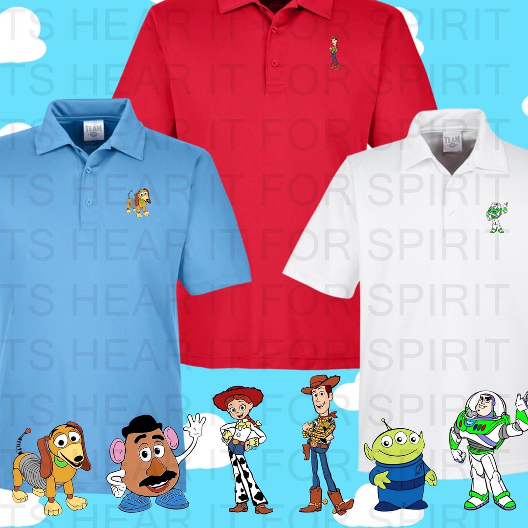Toy Story Polo, Disney Toy Story Performance Polo, Buzz, Woody, Rex, Mr ...