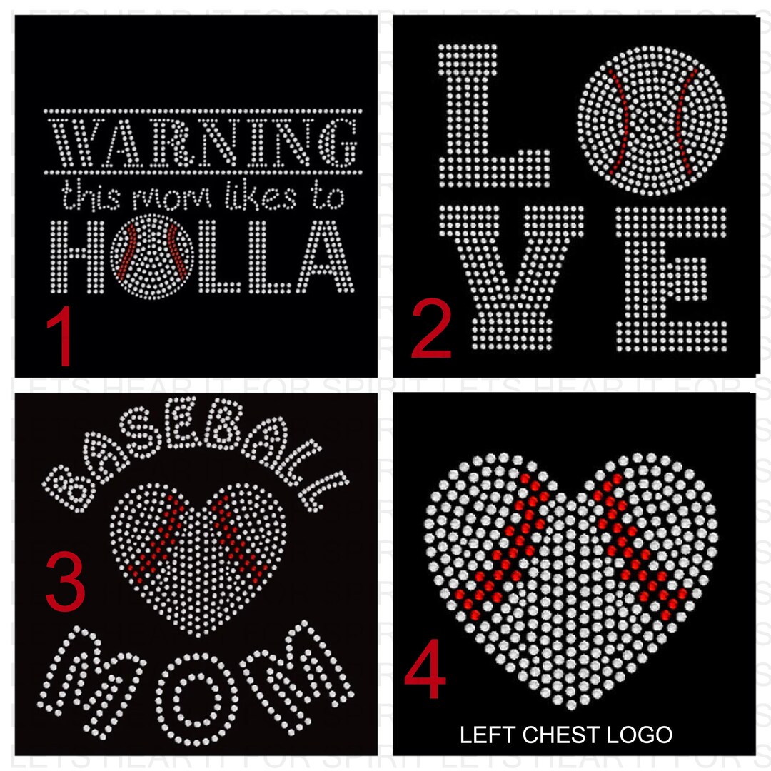 Rhinestone Baseball Transfers, Baseball Mom Rhinestone Transfers, Love ...