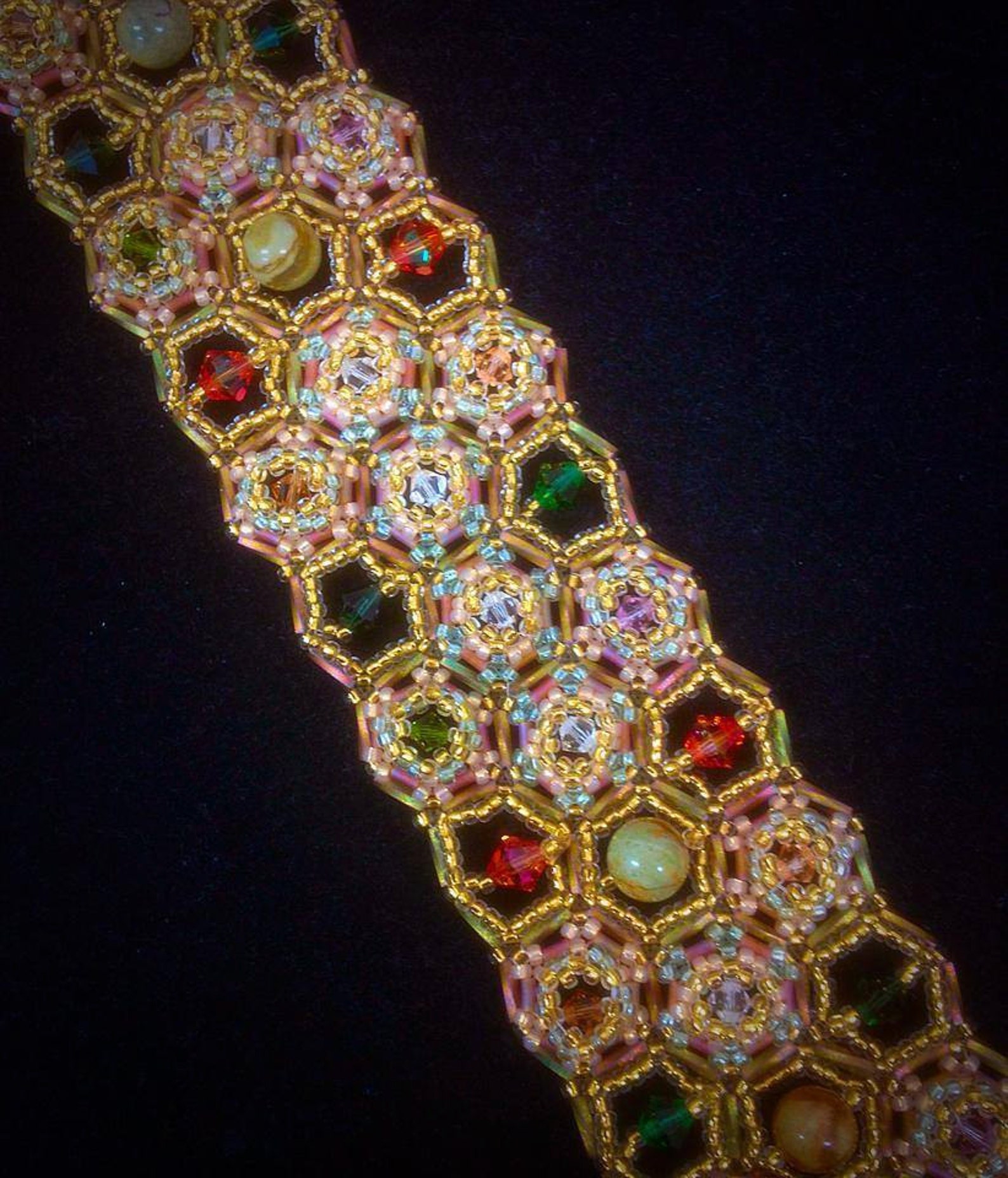 Crystal Honeycomb Beaded Bracelet Tutorial - Etsy