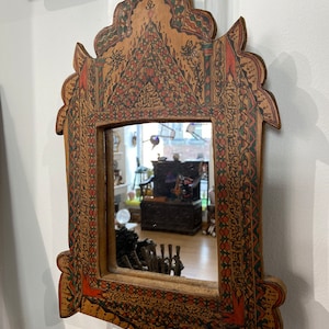 Artisanal North African Mirror, Handcrafted Folkart, Solid Wood Frame ...