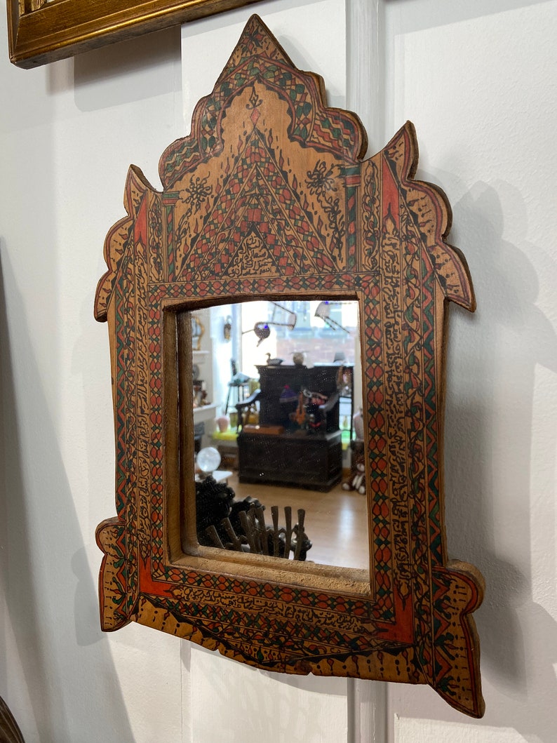 Artisanal North African Mirror, Handcrafted Folkart, Solid Wood Frame ...