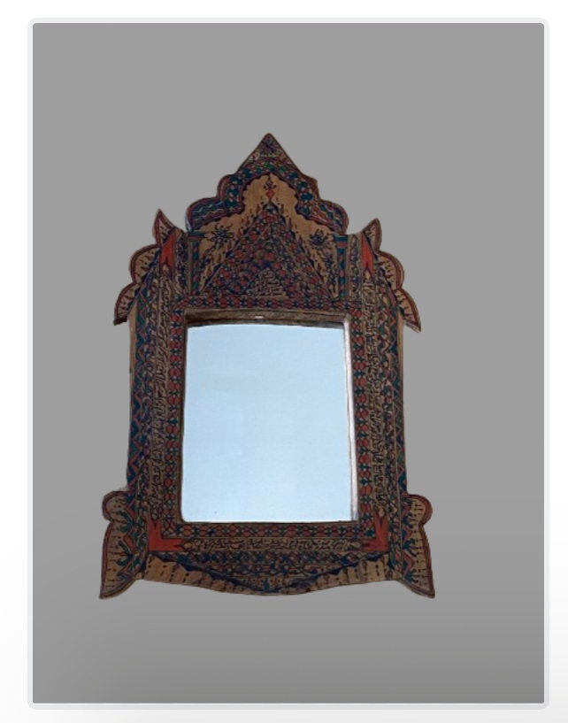 Artisanal North African Mirror, Handcrafted Folkart, Solid Wood Frame ...