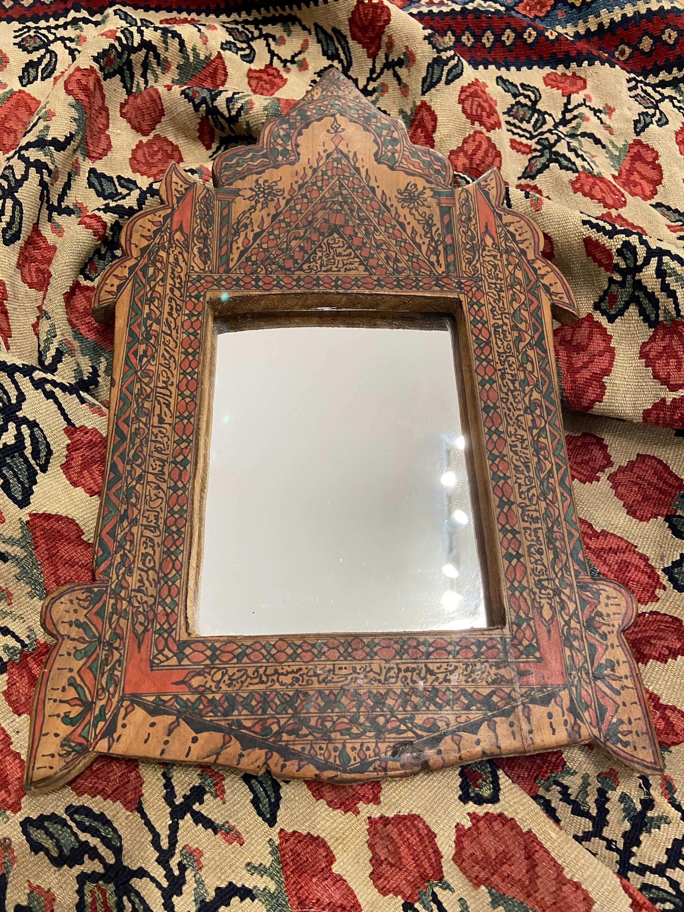 Artisanal North African Mirror, Handcrafted Folkart, Solid Wood Frame ...
