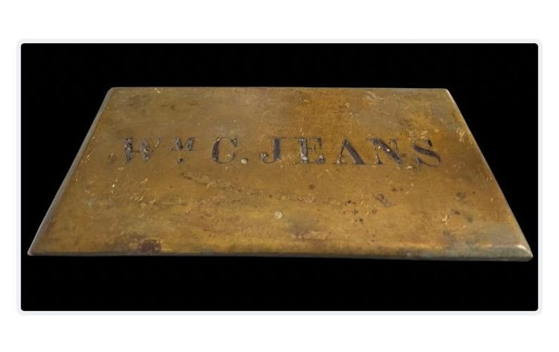 JEANS Antique Advertising Sign , a Brass / Bronze Plaque Vintage JEANS ...