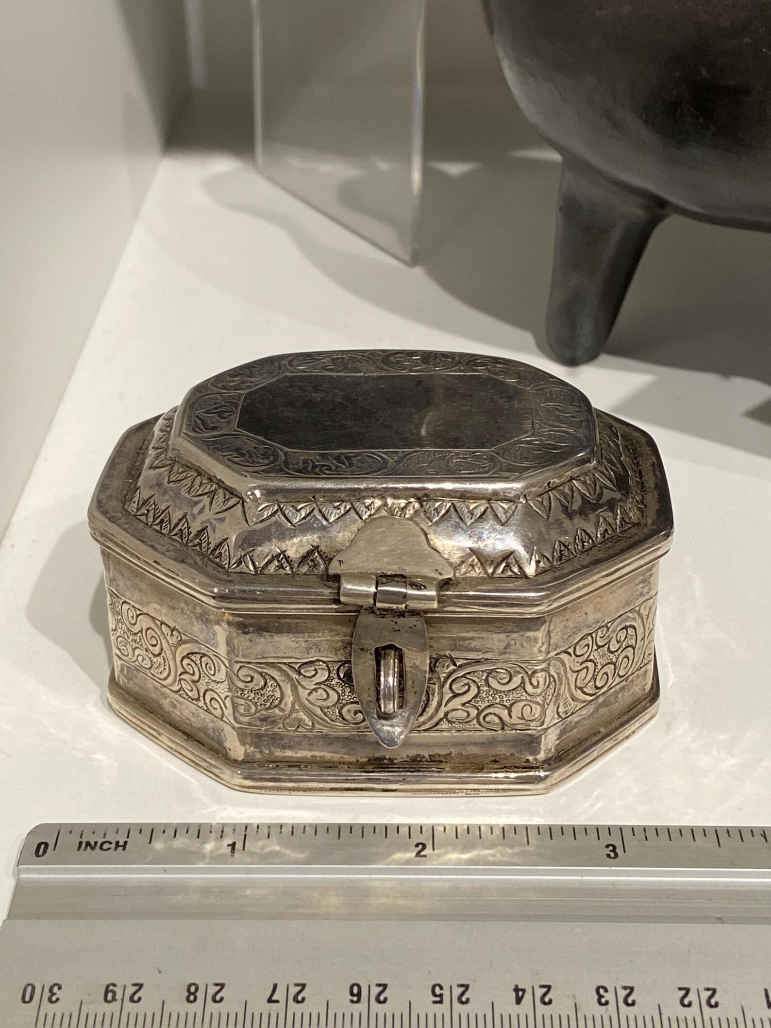 Antique Solid Silver Box With Hand Chased Scroll Detail , Hallmarks for ...