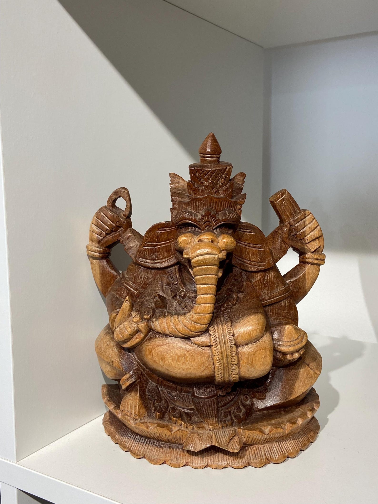 Vintage Large Lord Ganesha Wooden Hand Carved Statue, Ganapati Vinayaka ...