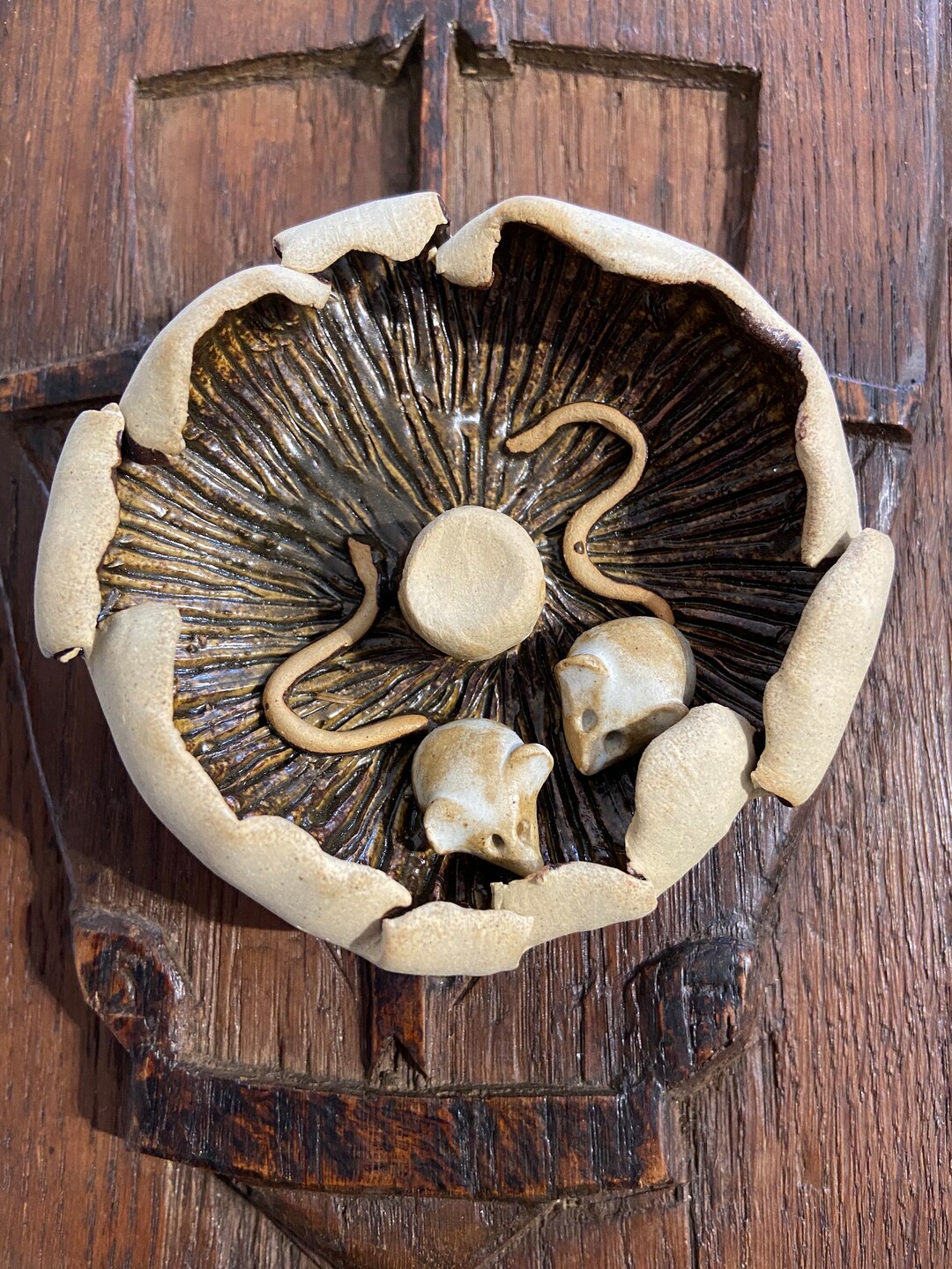 Studio Pottery by Anthea Johnson, Pottery Mice on a Mushroom, Ceramic ...