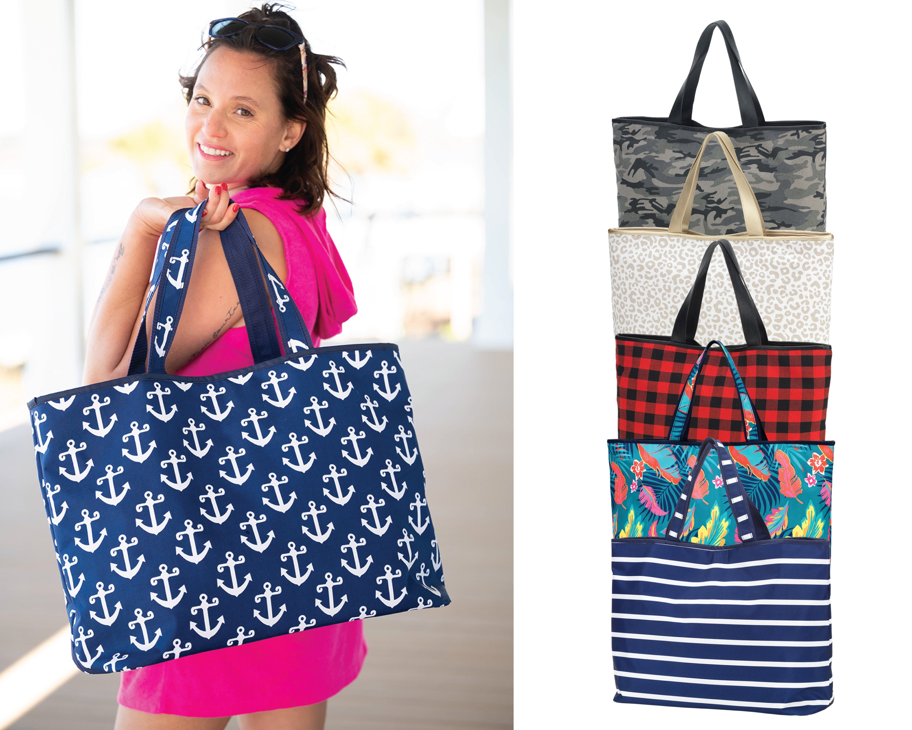 Monogrammed Large Tote Bag Personalized Shoulder Purse | Etsy