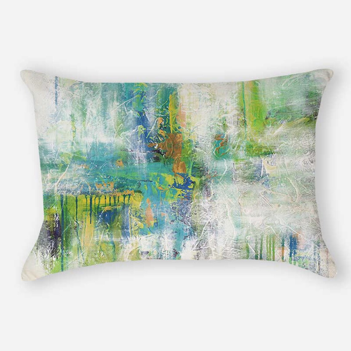 Blue Green Throw Pillow Cover Abstract Art Pillow Case | Etsy