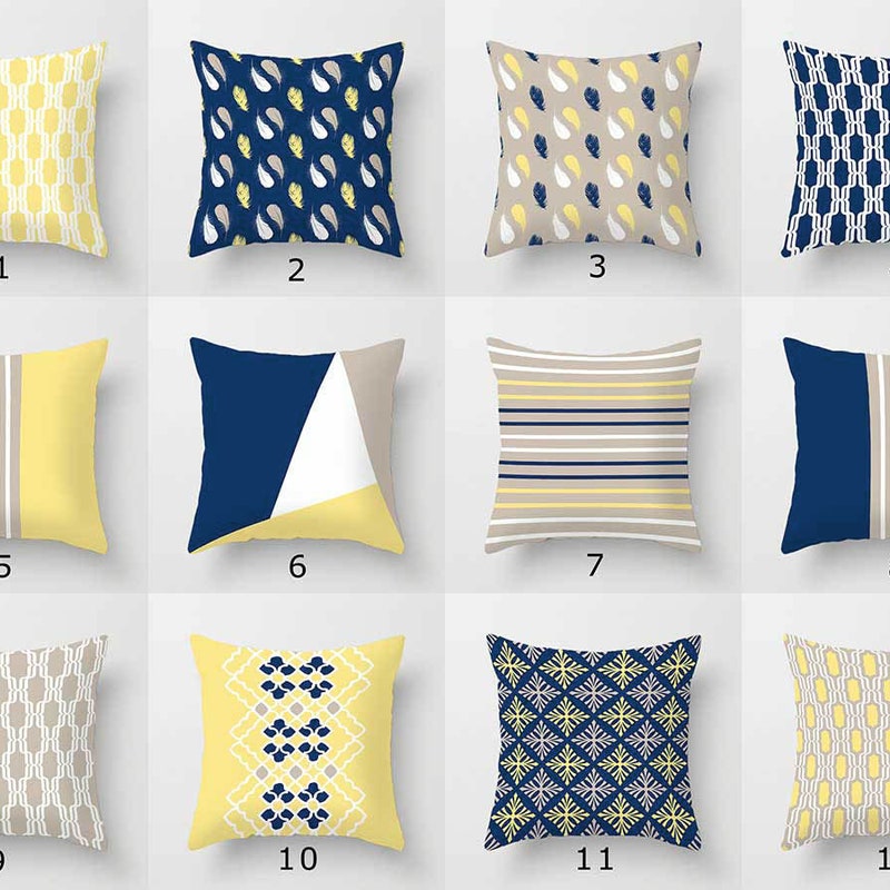 Blue and Yellow Pillow - Etsy