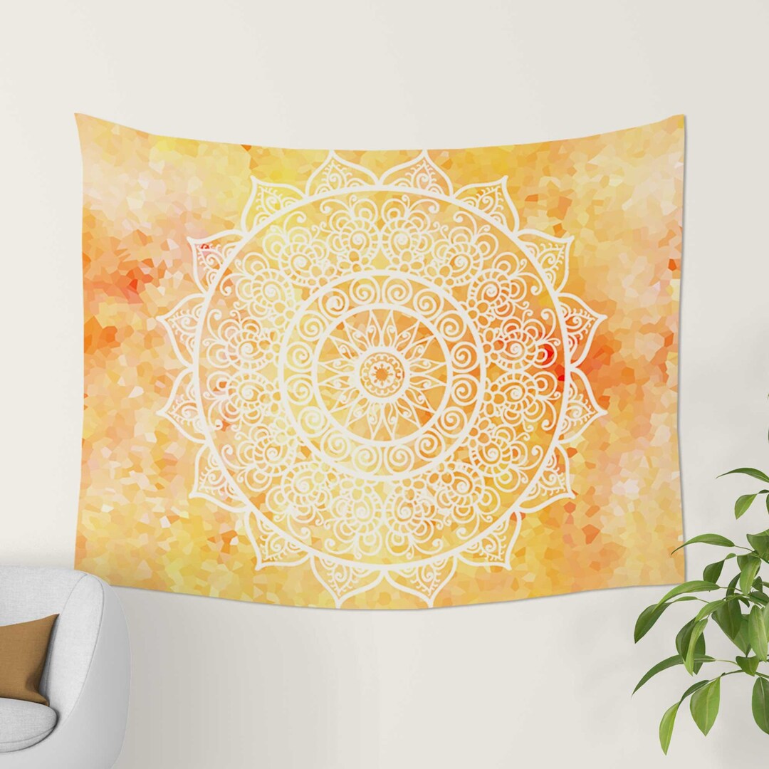 Yellow Orange Tapestry, Mandala Wall Tapestry, Artistic Boho Wall ...