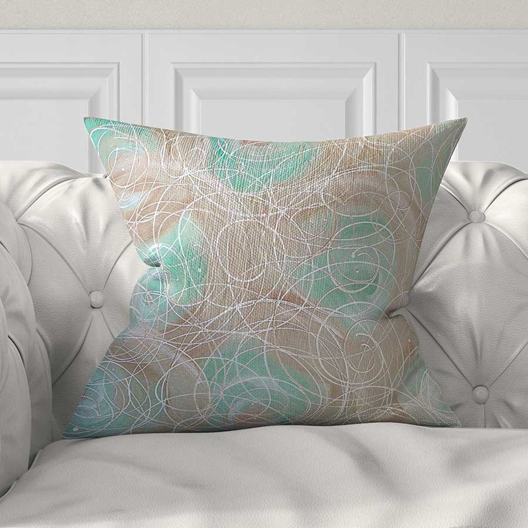 Blue Beige Pillow Cover, Abstract Pillow Case, Art Pillow, Artistic ...