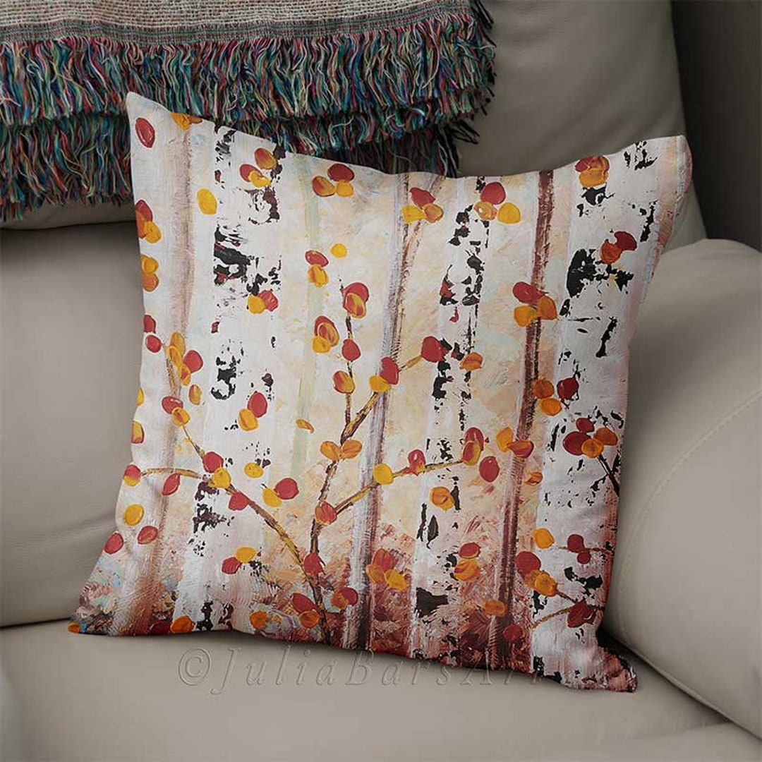 Birch Tree Pillow Cover, Aspen Trees Pillow, Art Painting Pillow ...