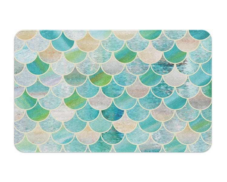 Mermaid Scales Shower Curtain Fish Scales Art Bath Mat Blue - Etsy