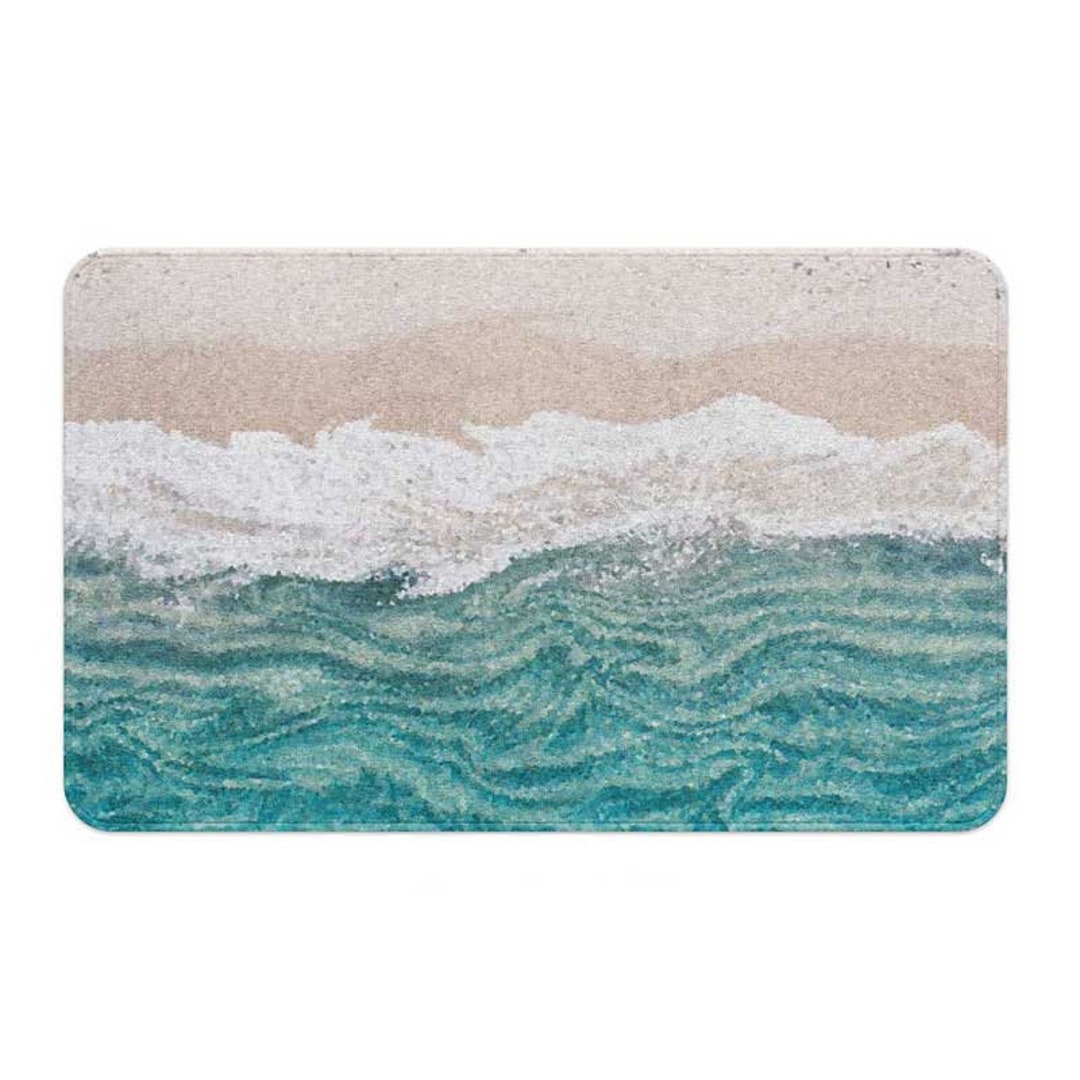 Coastal Bathroom Rug, Beach Home Décor, Nautical, Ocean, Water, Blue ...