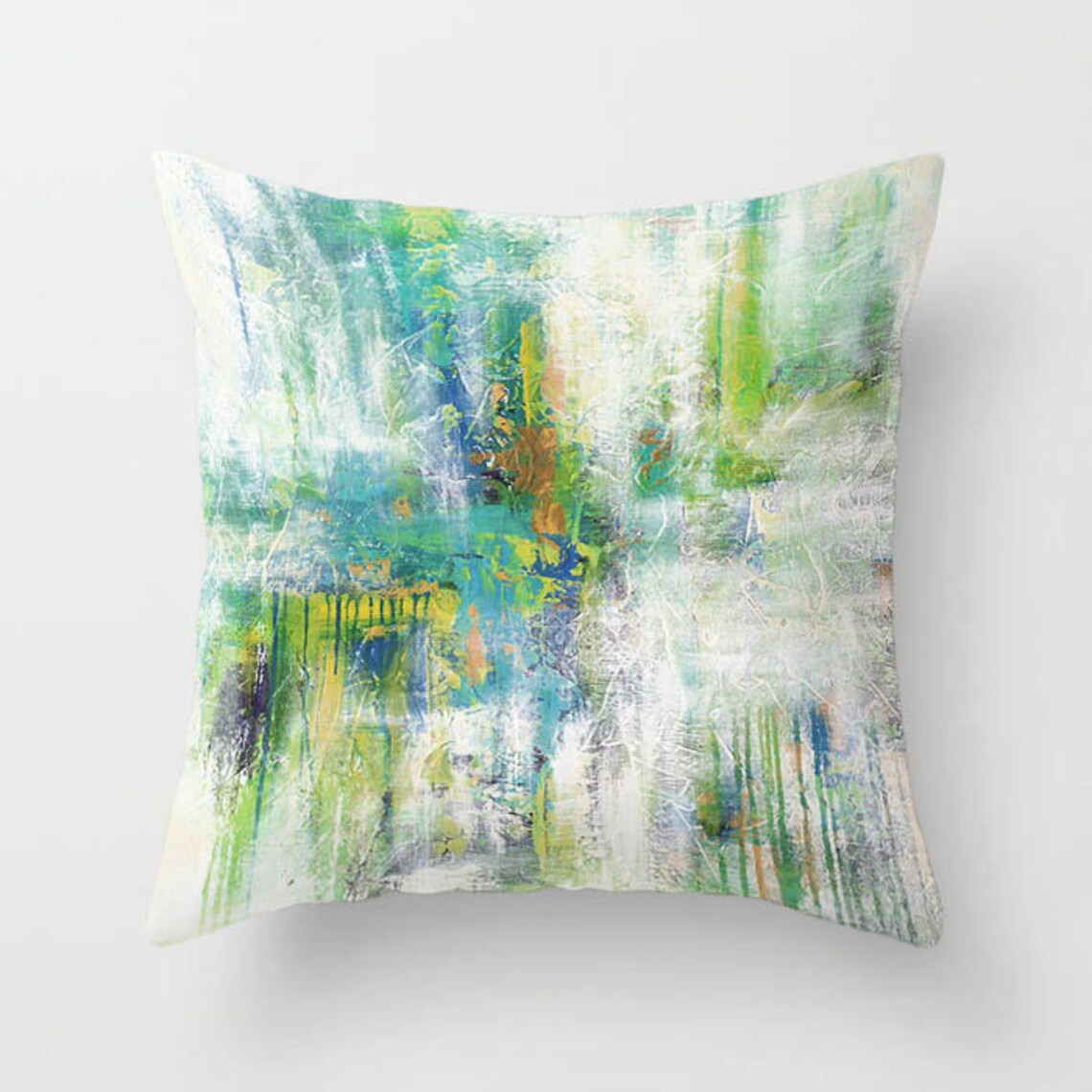 Blue Green Throw Pillow Cover Abstract Art Pillow Case | Etsy