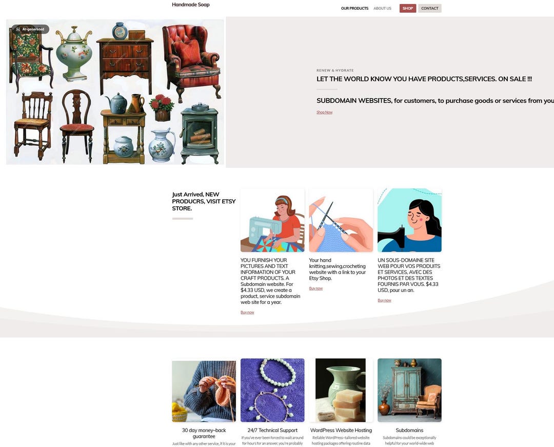Etsy Shop Subdomain Website: Custom Product Page - Etsy