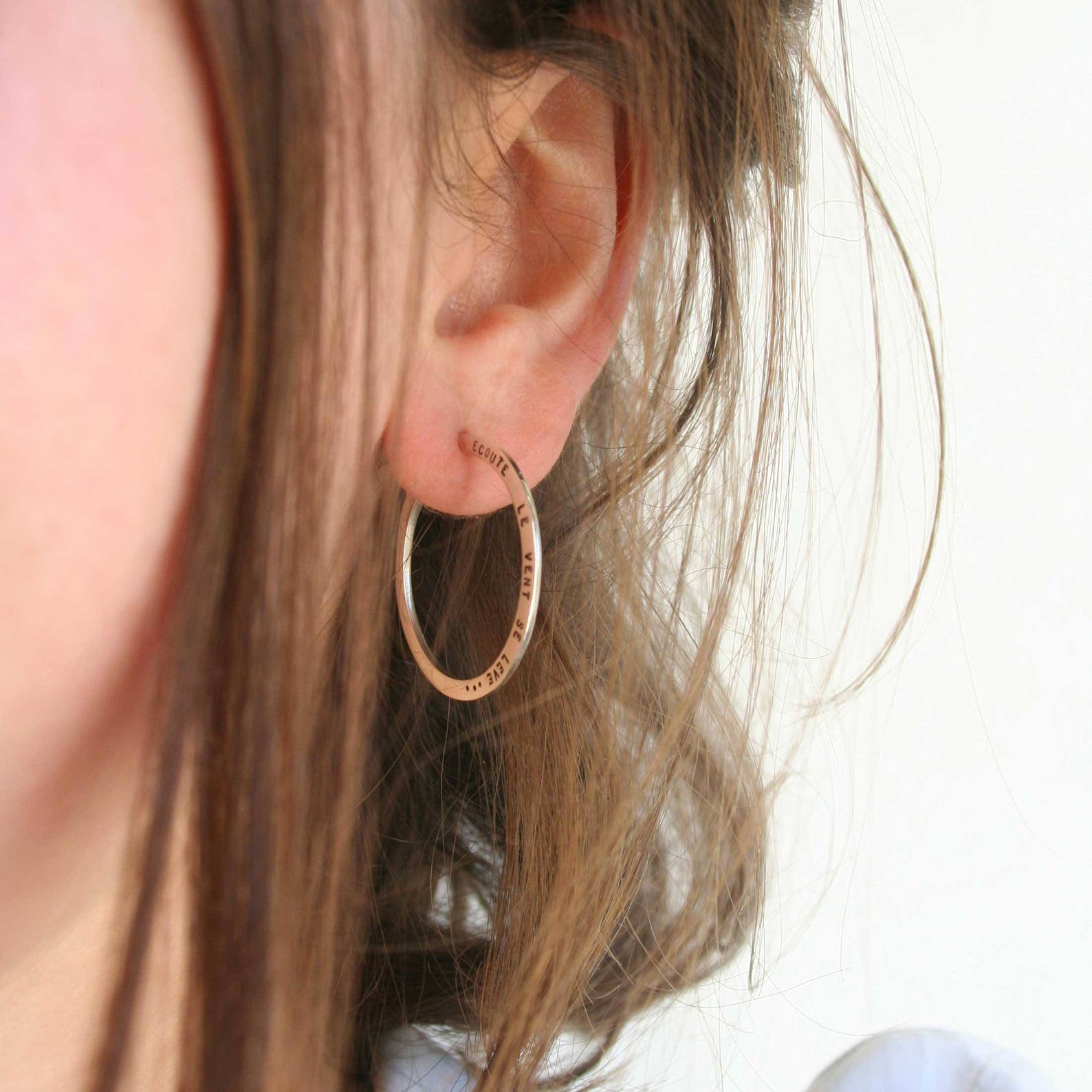 Creole Earrings in Silver 925 Silver Minimalist, With Custom Engraving ...