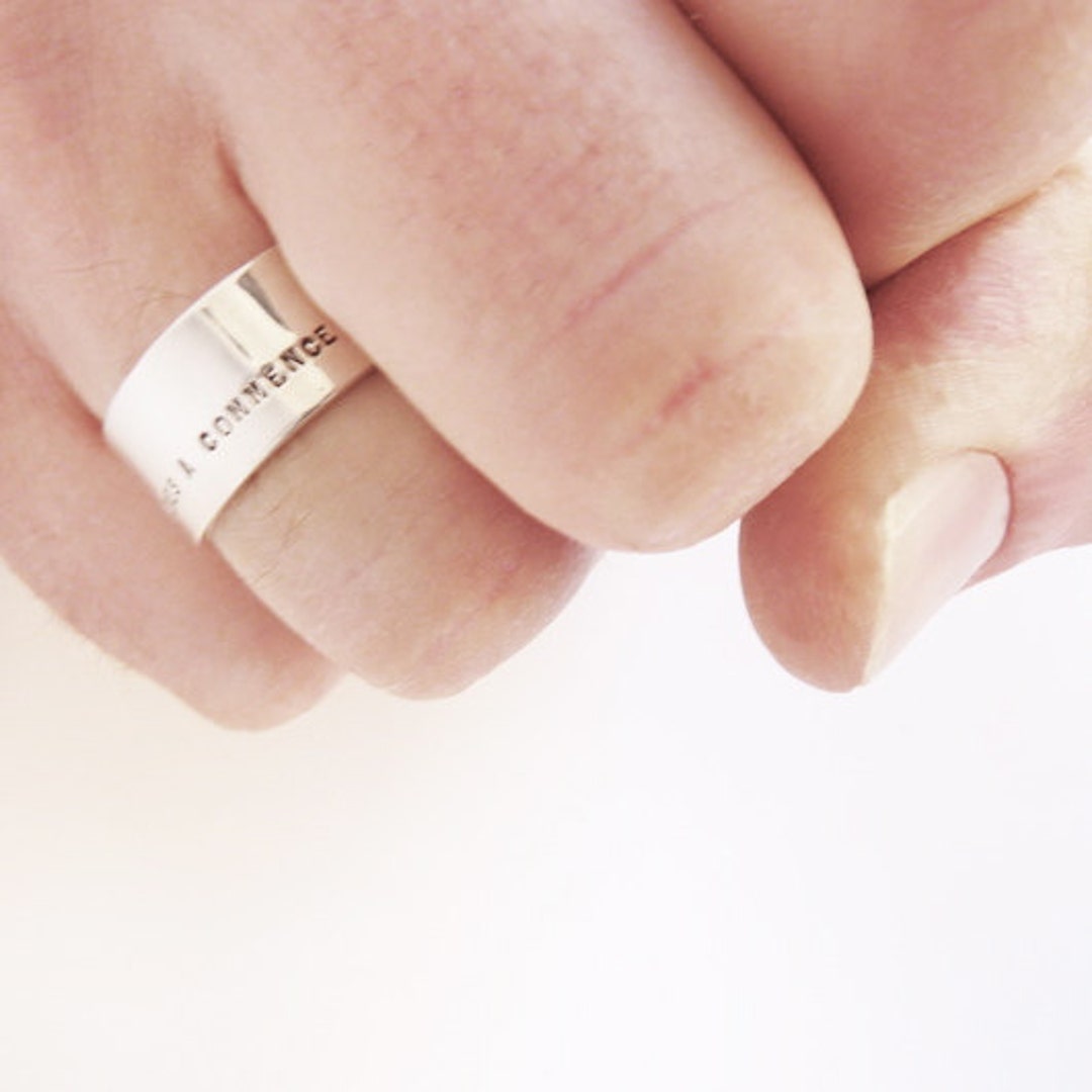 Custom Men's Silver Cuff Ring, Adjustable - Etsy