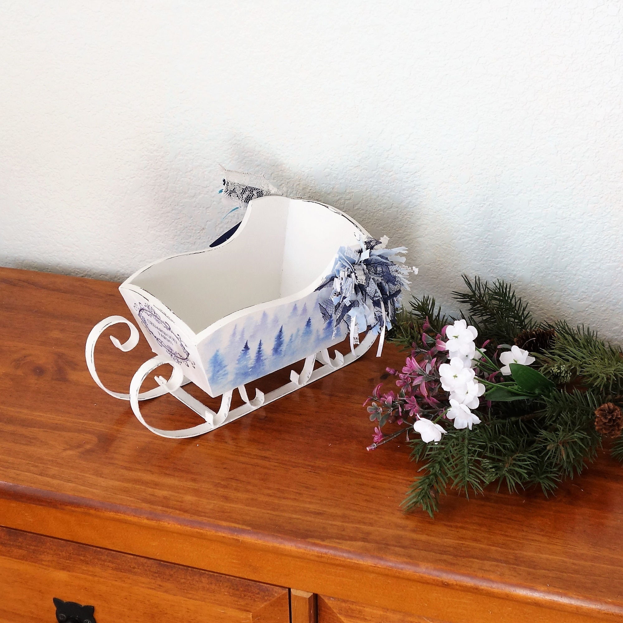 Shabby Chic Wood Sleigh Tabletop Sleigh Centerpiece DIY Sleigh Gift ...