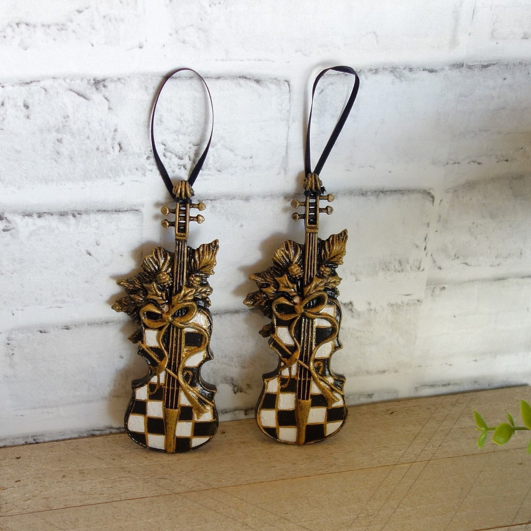 Black White Checked Christmas Tree Ornament Set Checkered Ornament ...