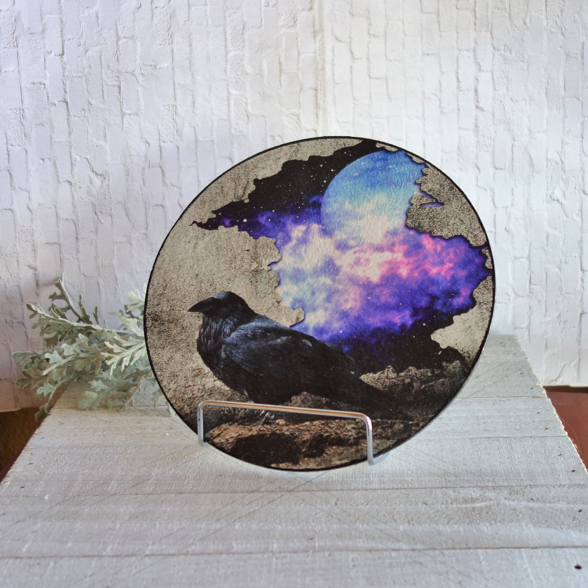 Raven Art Glass Mural Poetry the Raven Edgar Allan Poe Gift Edgar Allan ...