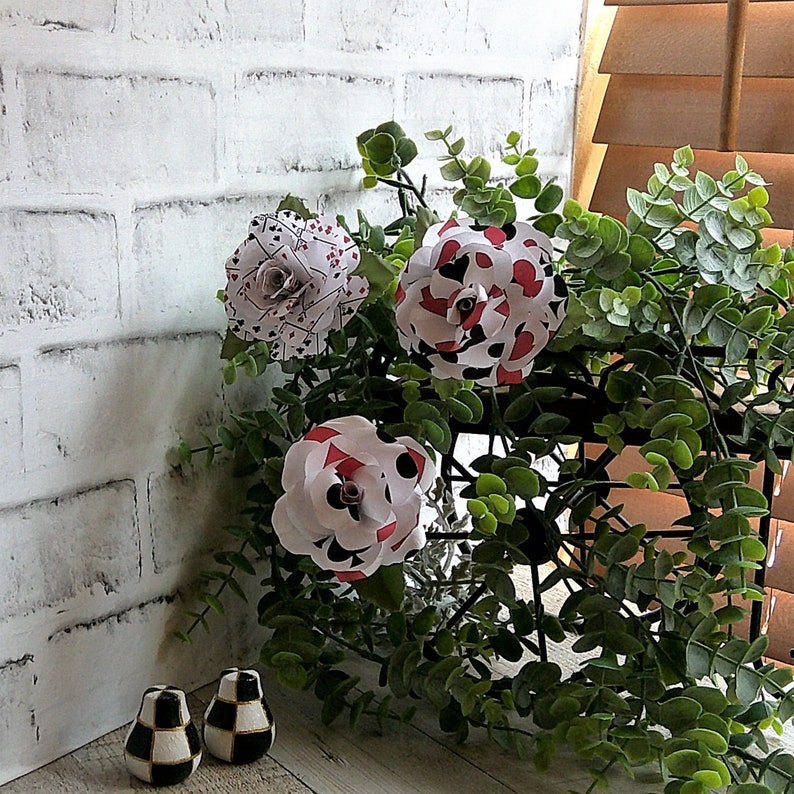 Playing Card Roses Set/3 Handmade Whimsical Roses Heart Diamond Spade ...