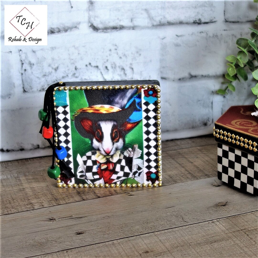 Alice in Wonderland Rabbit Decor Whimsical Checks Art White Rabbit ...