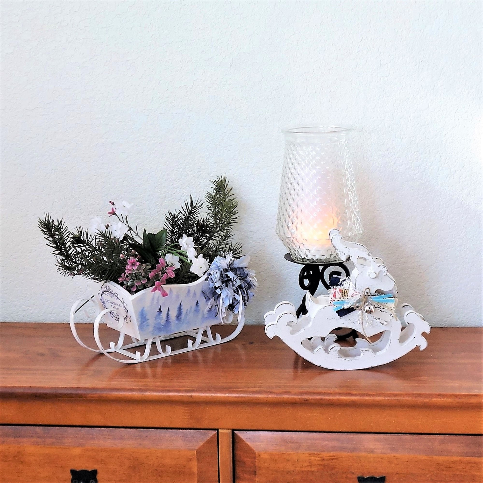 Shabby Chic Wood Sleigh Tabletop Sleigh Centerpiece DIY Sleigh Gift ...
