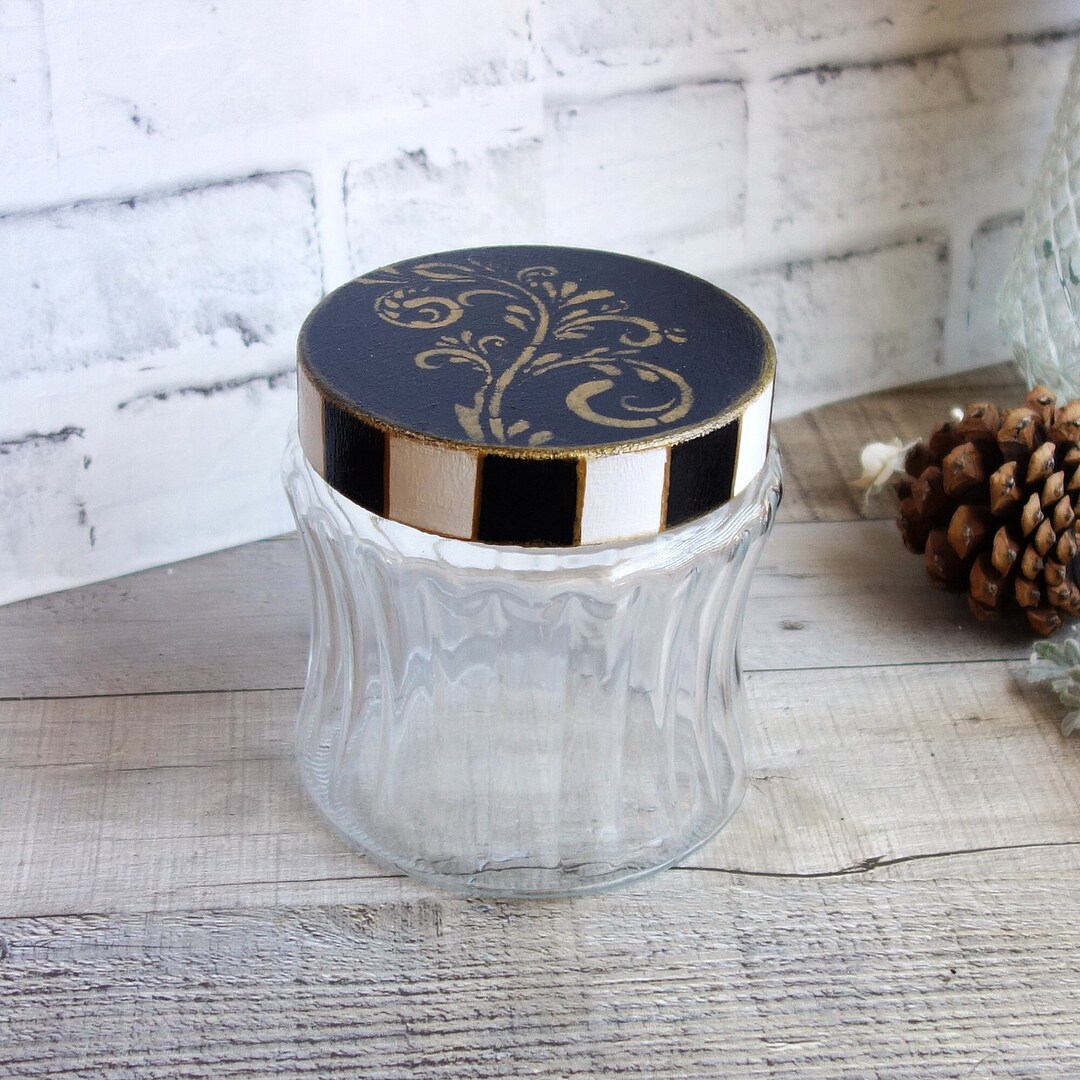 Courtly Checked Vintage Fluted Jar Hand Painted Checks Storage - Etsy