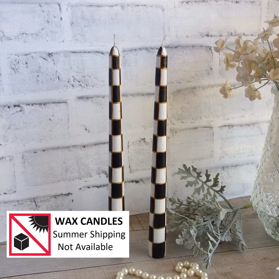 Black and White Checked Tapered Candles Courtly Dinner Candles ...