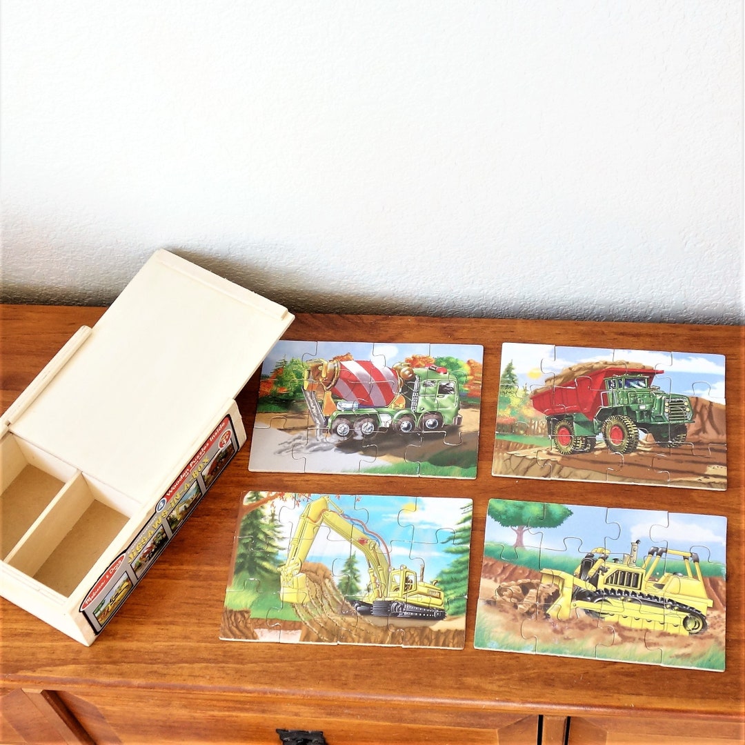 Melissa & Doug Vintage Construction Worker Toys Wooden Puzzles SET/4 ...