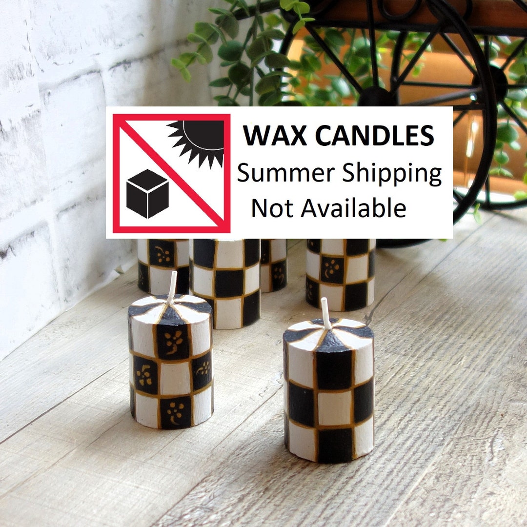 Black Checked Candle Checkered Tall Tealight Candle Hand Painted Black ...