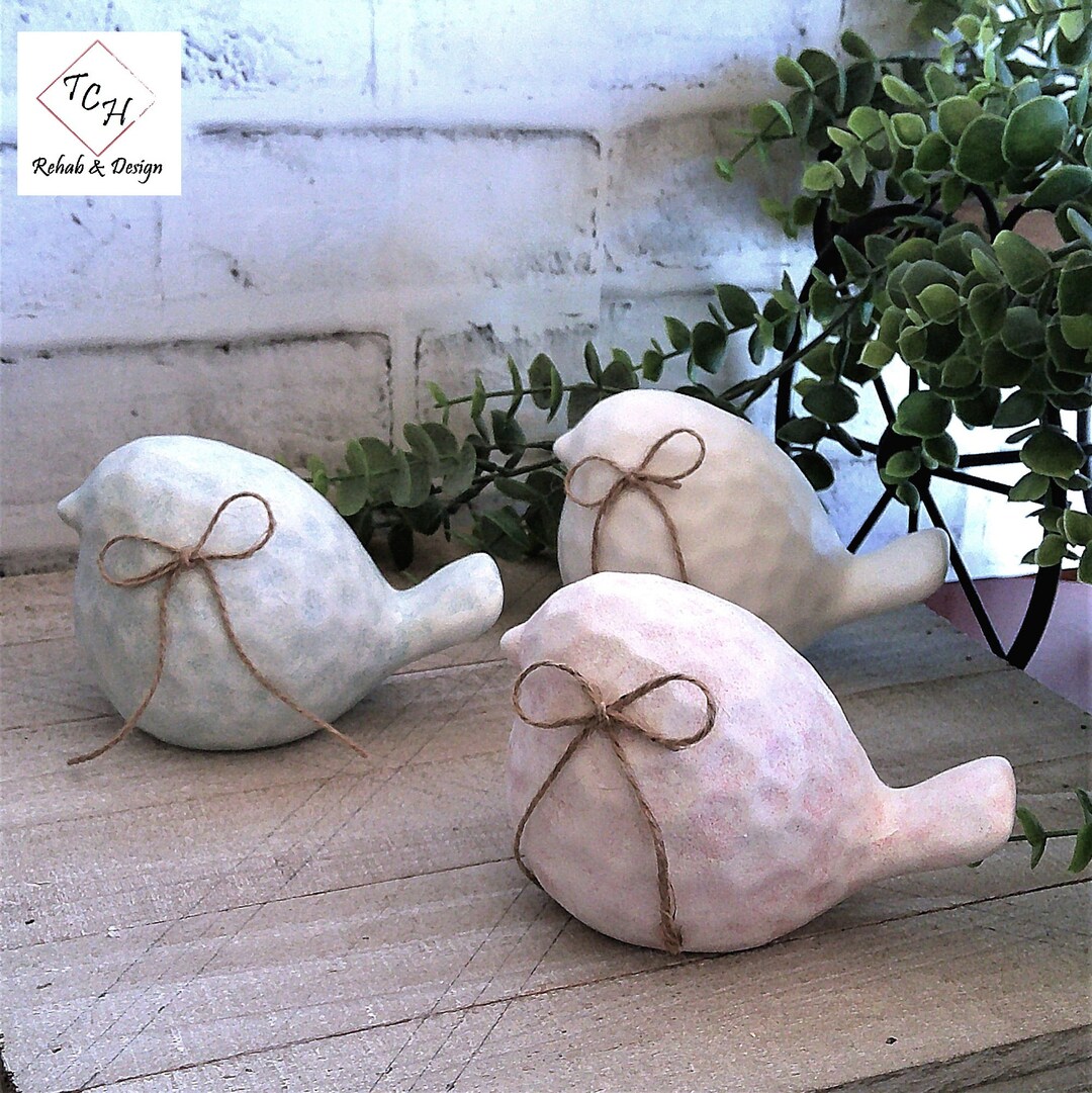 Soft Cloud Look Puffy Bird Figurine Fat Bird Decor Fluffy Bird Figure ...