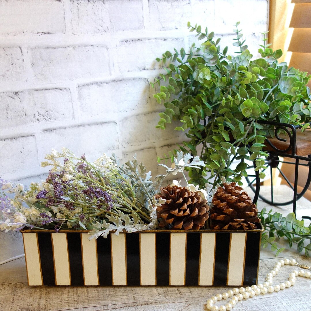 Black and White Stripe Decor Vanity Organizer Striped Storage Bin ...