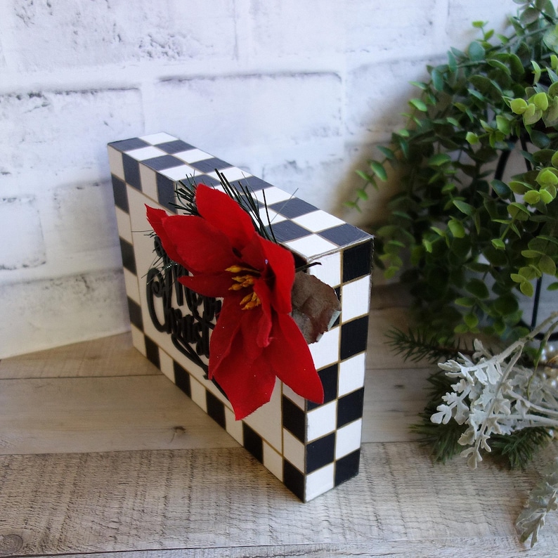 Checked Merry Christmas Sign Checked Ornament Checked Holiday Courtly ...