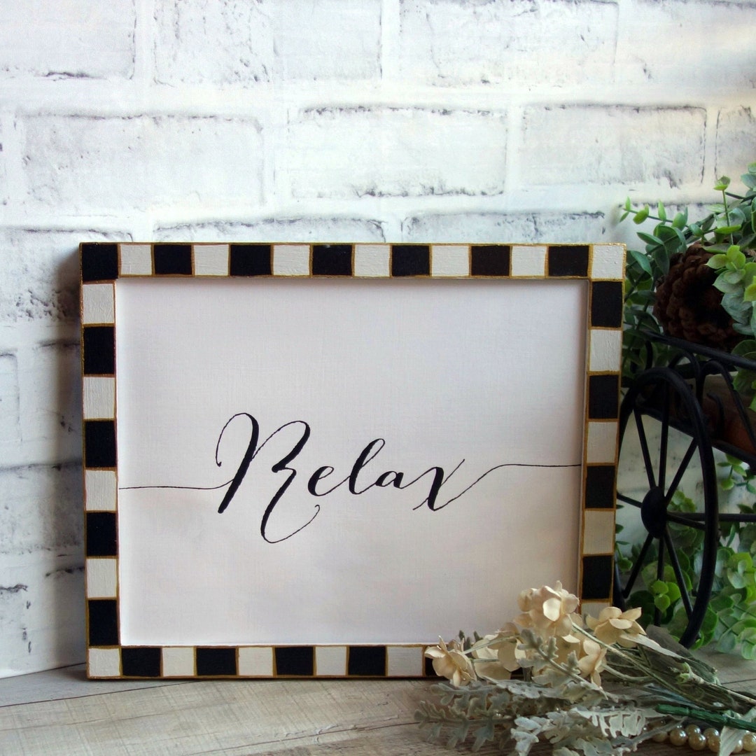 Stately Check Picture Set/3 Checked Picture Frames Hand Painted Checks ...