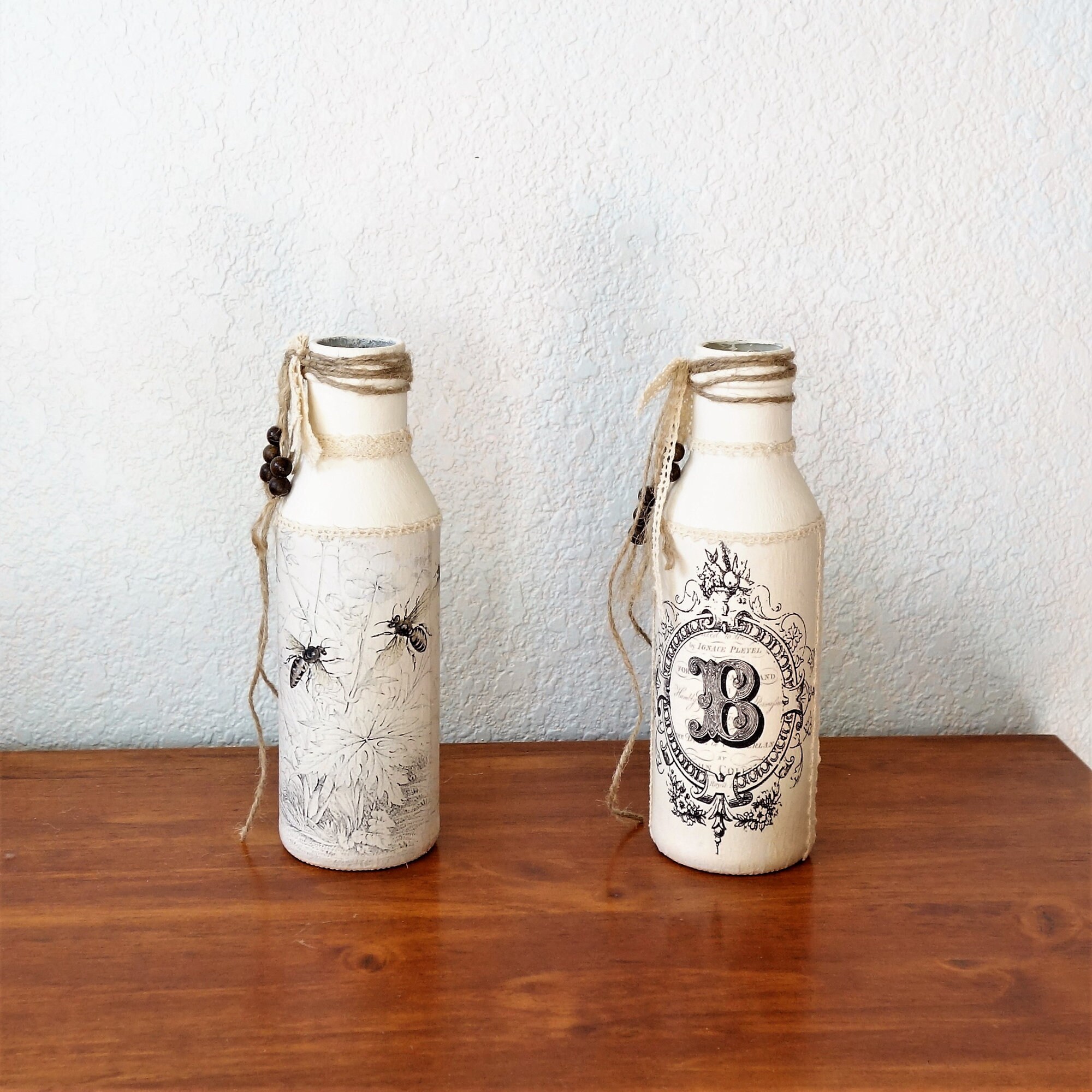 Rustic Honey Bee Decor Set/2, Primitive Bumble Bee Vase, Vintage Bee ...