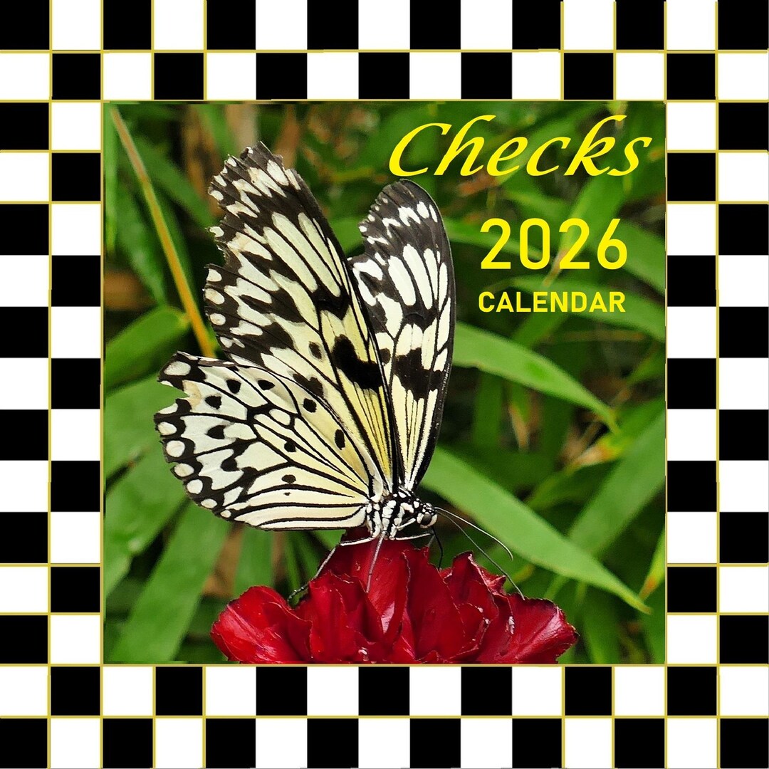 Black and White Check Calendar 2026 Checked Wall Decor Checked Framed ...