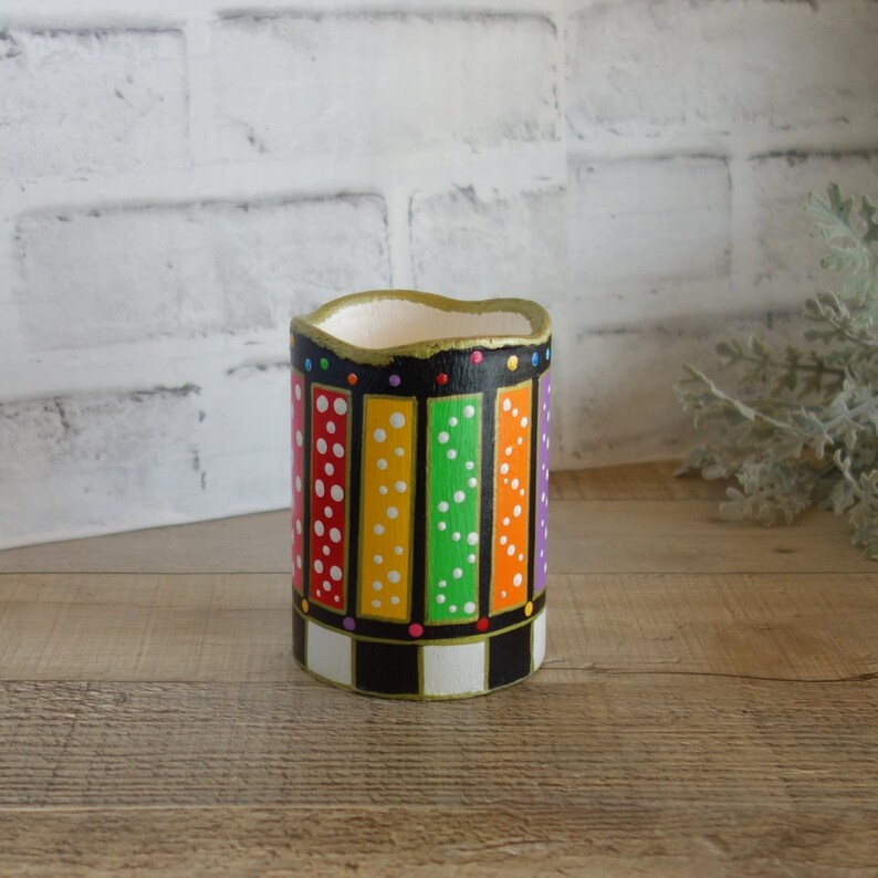 Hand Painted Whimsy Candle Flickering Flame Flameless LED - Etsy